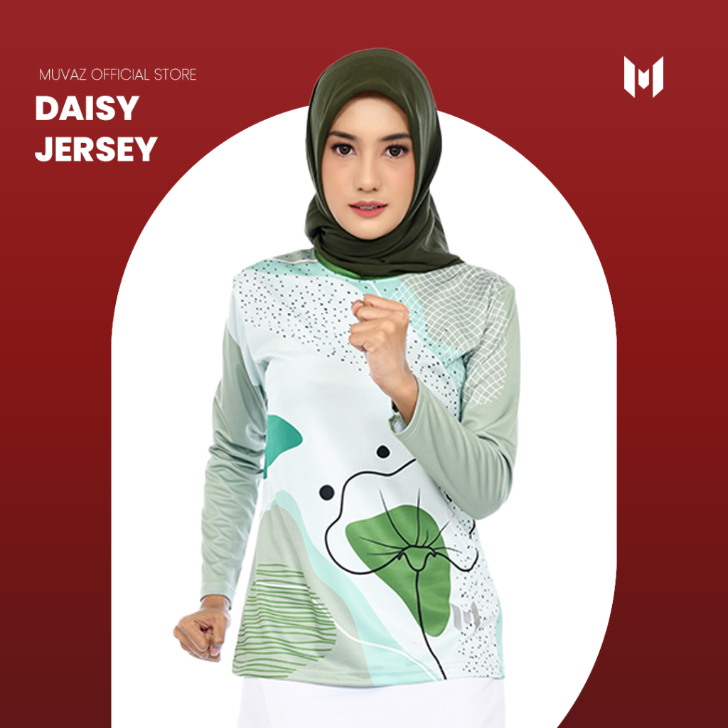 Jual Muvaz Daisy-Kaos Olahraga Muslimah Dryfit Motif Bunga | Shopee Indonesia