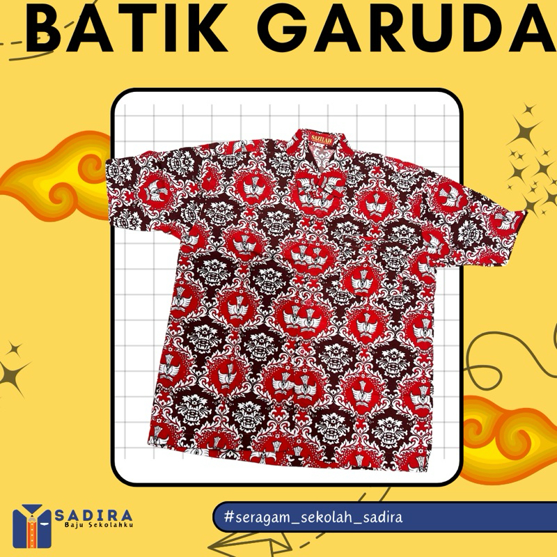 Jual Batik SD LENGAN PENDEK PALEMBANG, SUMSEL, MOTIF MATAHARI, Motif ...