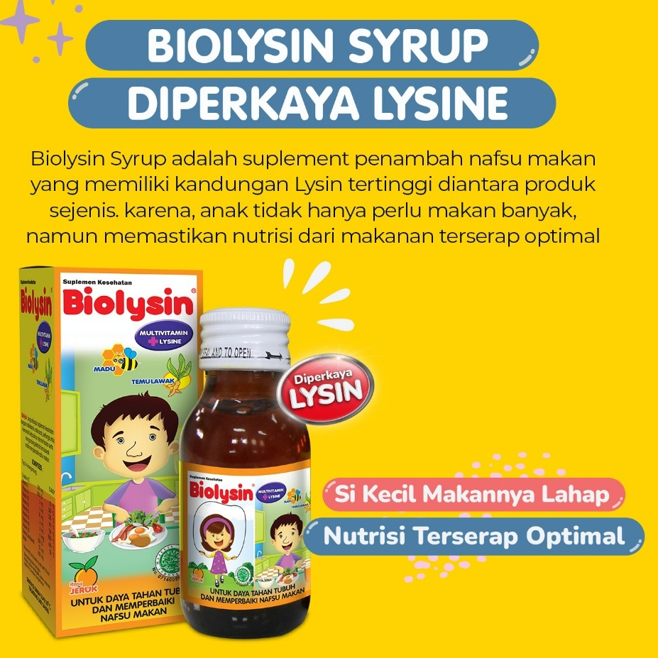 Jual Biolysin Sirup Rasa Jeruk 100 ml - Lysine Multivitamin Nafsu Makan ...