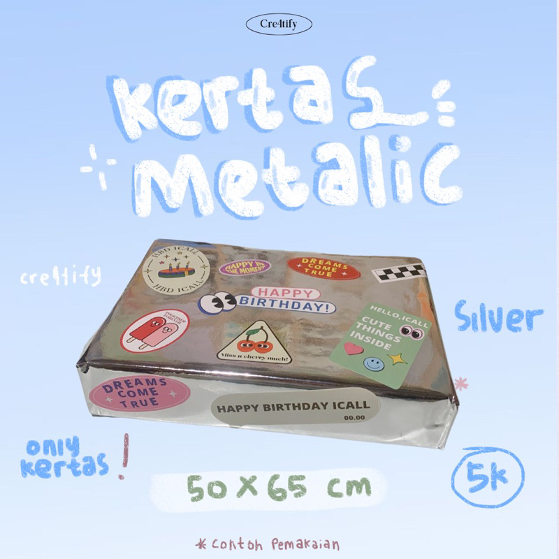 Jual Kertas metalic kertas silver hologram bungkus kado viral aestetik ...