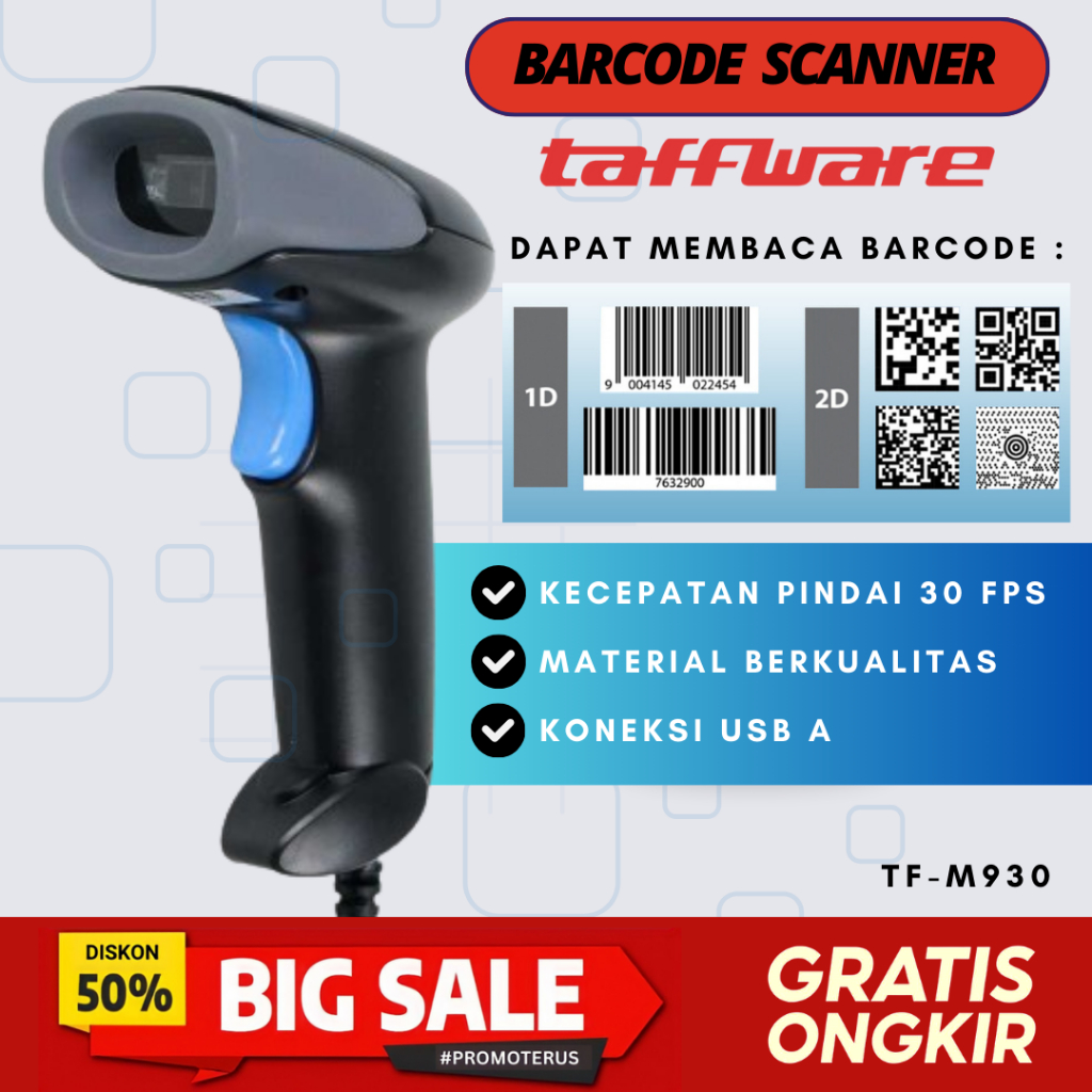 Jual Barcode Scanner 1d 2d Qr Code Auto Usb Koneksi Kecepatan 30 Fps Shopee Indonesia