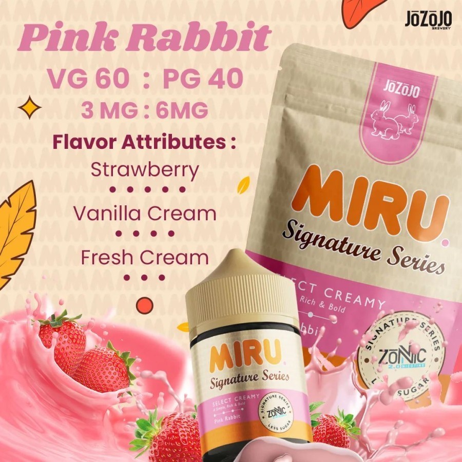 Jual LIQUID MIRU SIGNATURE PINK RABBIT 60ML BY JOJOZO LIQUID | Shopee ...