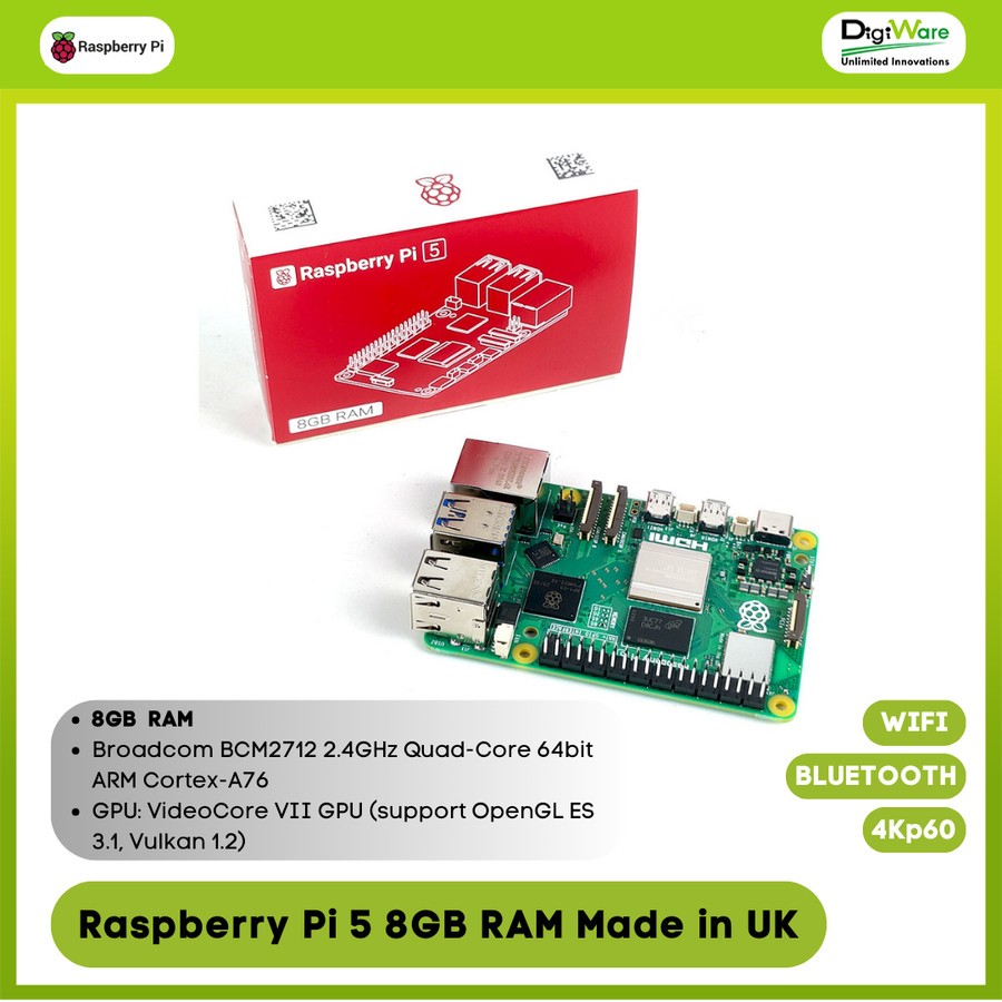 Jual Raspberry Pi 5 8GB RAM Made in UK / Mini PC Raspi 5 | Shopee Indonesia