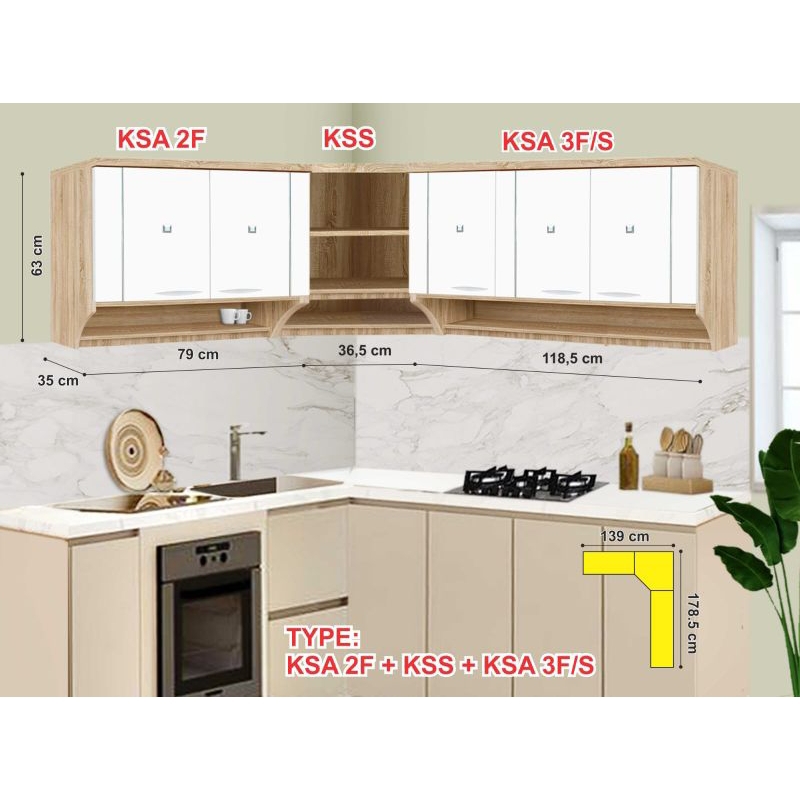 Jual 1 set lemari gantung kitchen set minimalis KSA 2F + KSS + KSA 3F/S ...