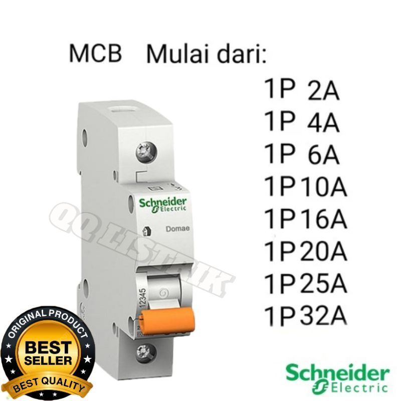 Jual MCB SCHNEIDER DOMAE 1 PHASE 2A 4A 6A 10A 16A 20A 25A 32A, MCB SCHNEIDER 1 phase | Shopee ...