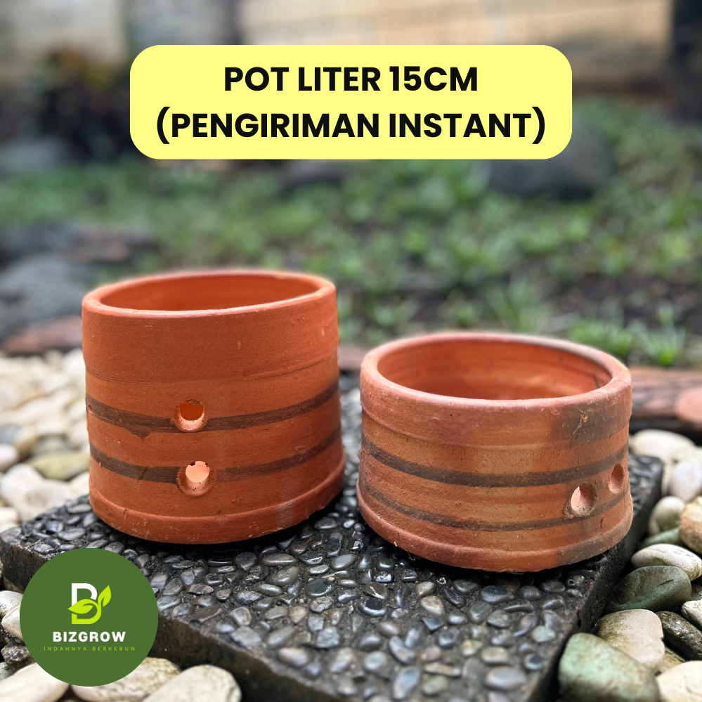 Jual Pot Liter Bulat Diameter 15cm | Pot Gerabah Tanah Liat D15 | Vas ...
