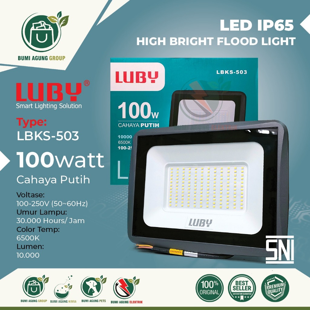 Jual Lampu Sorot Luby 100 watt LBKS-503 / Lampu Tembak Taman / High Bright Flood Light LED 100W ...