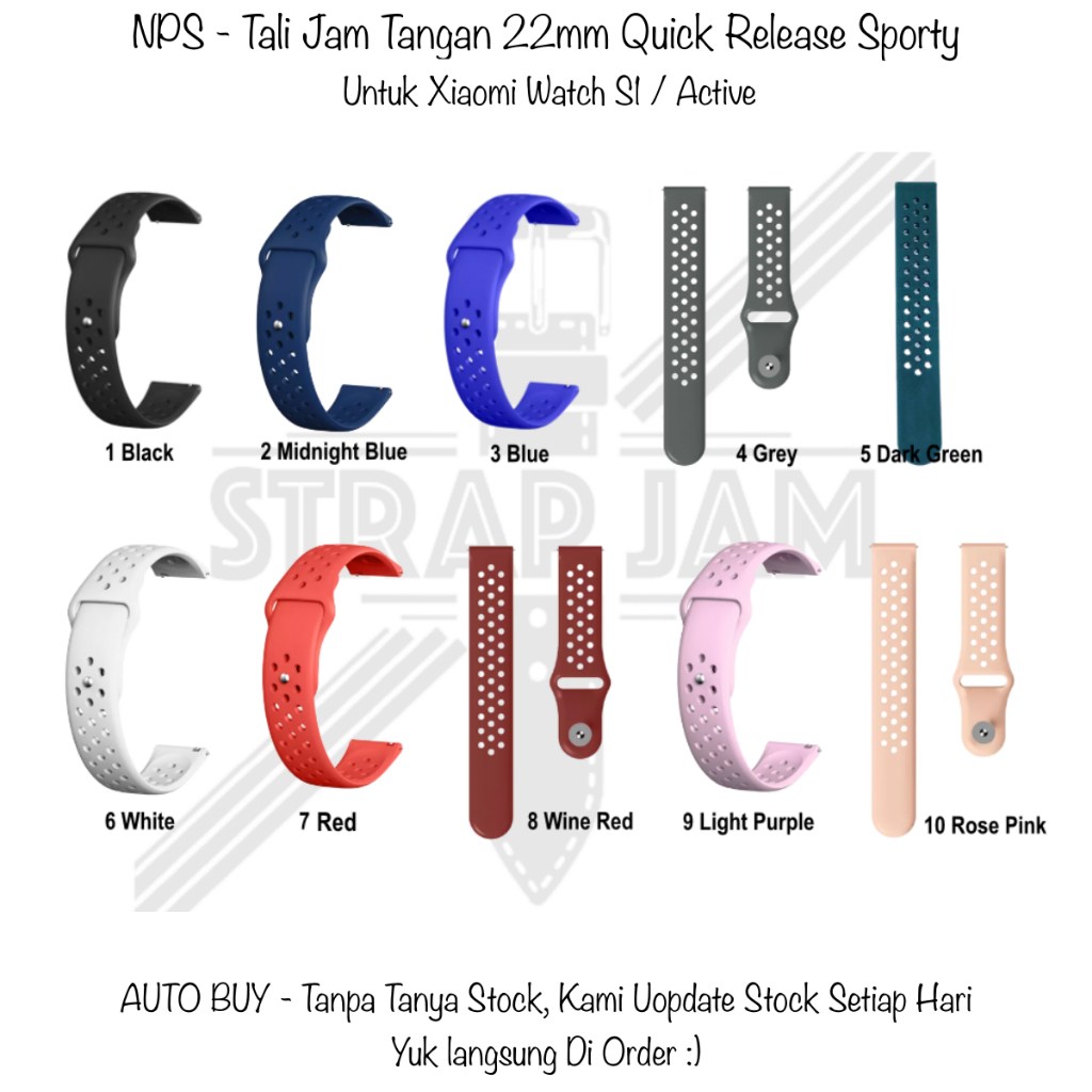 Jual NPS 22mm Strap Xiaomi Watch S1 / Active - Tali Jam Tangan Olahraga Sporty Polos | Shopee ...