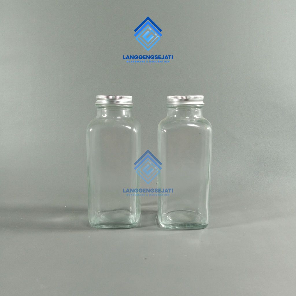 Jual BOTOL MINUM KACA 350-ML PERSEGI KOTAK TUTUP STAINLES / B0TOL KOPI ...