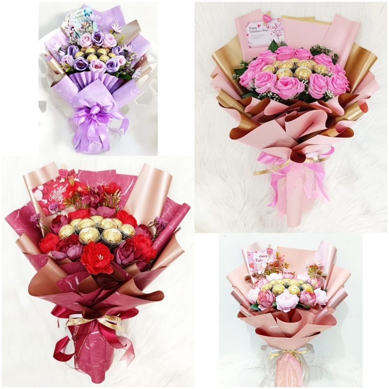 Jual Buket bunga cokelat Ferrero Rocher / Buket bunga Valentine / Buket ...