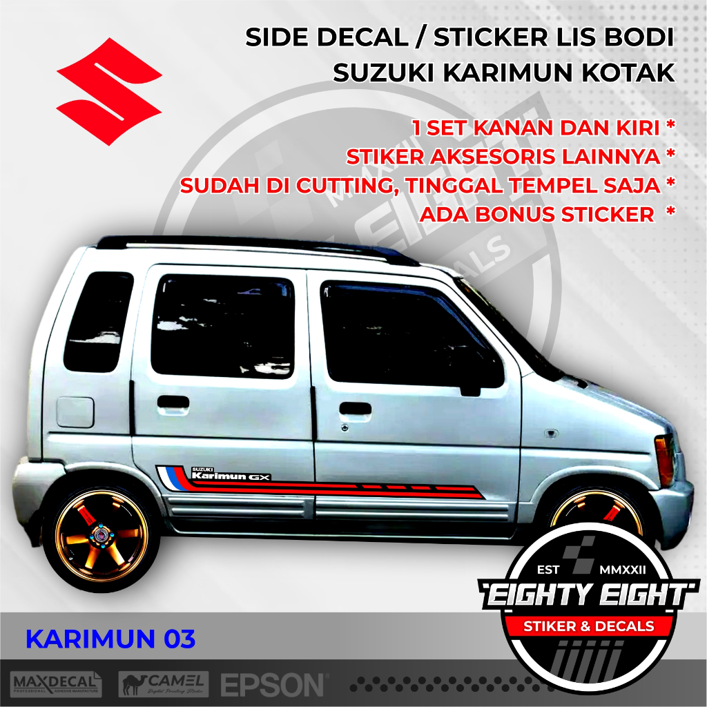 Jual Stiker Side Decal / List body minimalis Mobil Karimun Kotak Desgin 03 | Shopee Indonesia