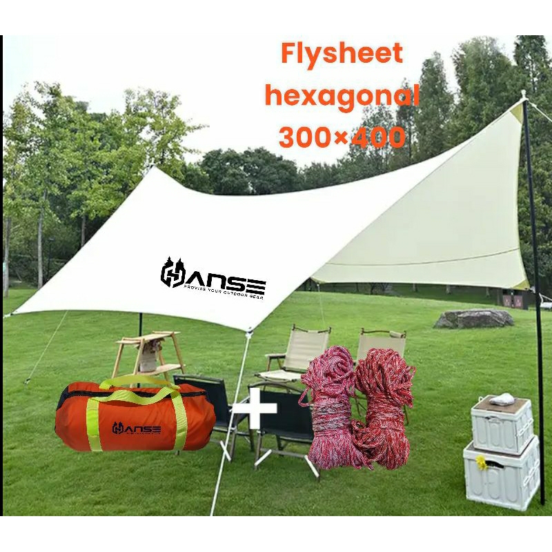 Jual flysheet hexagonal 3×4 flysheet hexagonal 300×400 cm bahan ...