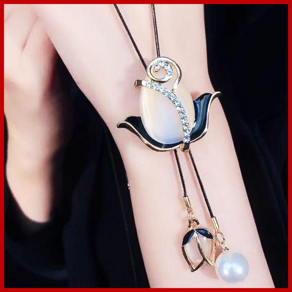 Jual KL28 -- Kalung Rose Black White model korea simple elegant steel ...