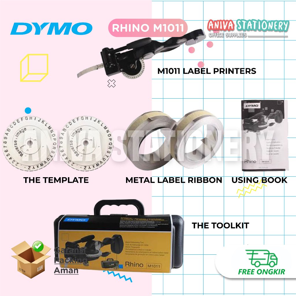 Jual Printer label Dymo Rhino M1011 Metal Embosser Kit Label Printer Dymo | Shopee Indonesia