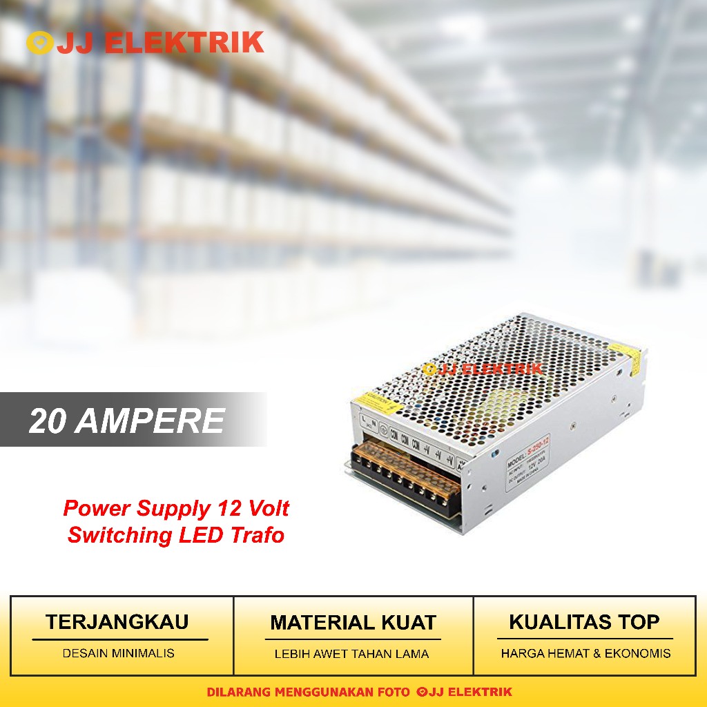 Jual Adaptor Power Supply 12V 20A Switching LED Trafo 20 Ampere ...