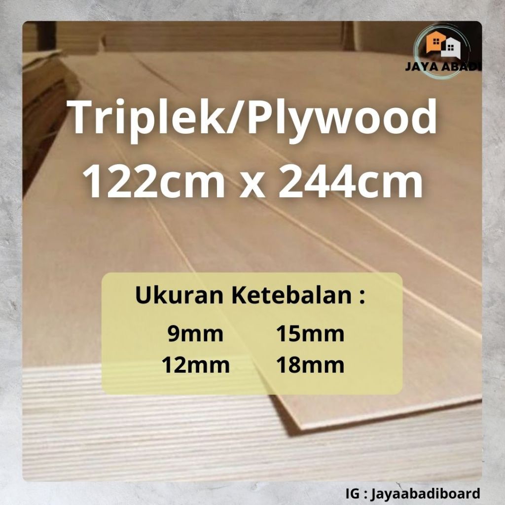 Jual Triplek/Plywood Ukuran 122cm x 244cm dengan ketebalan 9mm s/18mm (Pembelian minimal 10 ...