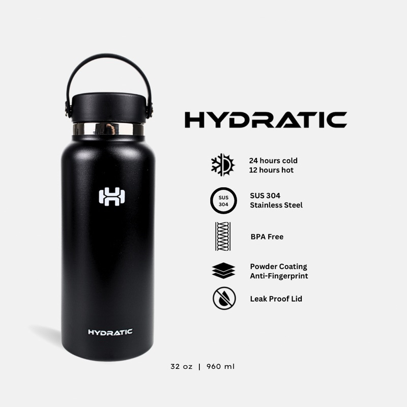Jual BOTOL MINUM TUMBLER HYDRATIC AVELIC 32oz / 960ml - Tahan Panas Dingin 12 - 24 jam - BLACK ...