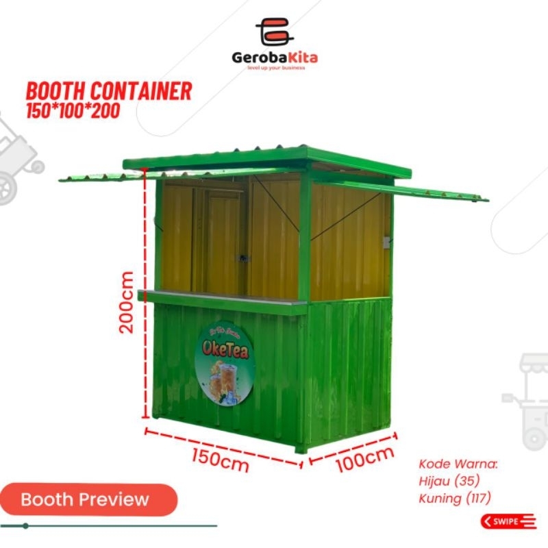Jual booth kontainer ukuran 150x100x200 custom lantai | Shopee Indonesia