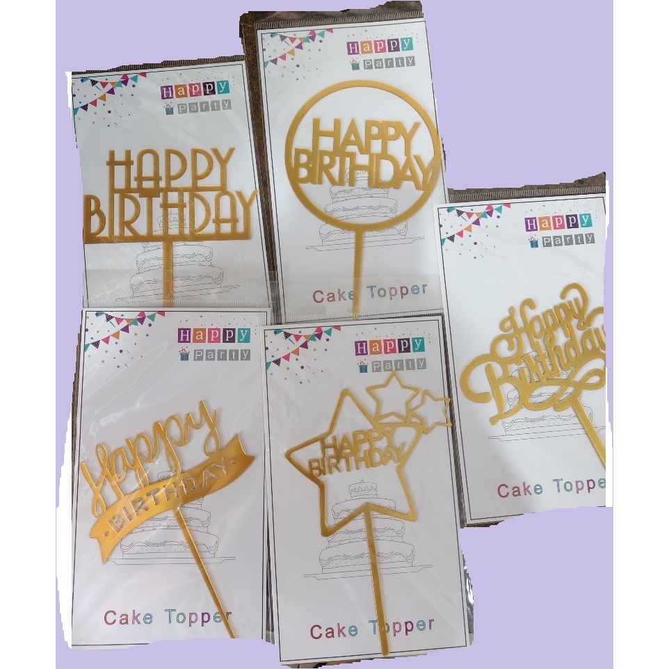 Jual Topper HBD Besar Gold / Topper Happy birthday | Shopee Indonesia
