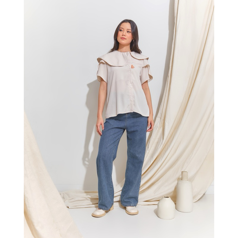 Jual Blouse Wanita Korea Ciao Top Shirt Perempuan Baju Atasan Cewek Kantor Kerah Asimetris ...