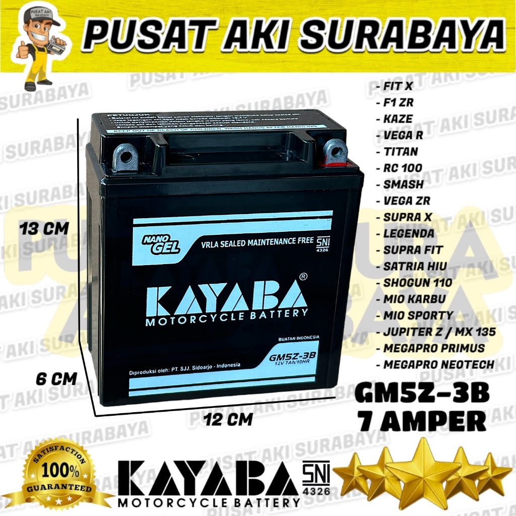 Jual KAYABA GT6A AKI KERING UNTUK MOTOR SUPRA X LEGENDA SUPRA FIT SHOGUN 110 MIO KARBU MTX5AL ...