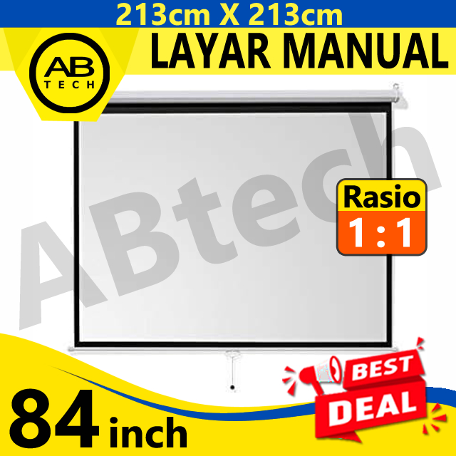 Jual Layar Proyektor Gantung Manual 84 inch Rasio 1:1 - Screen ...