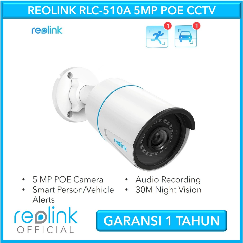 Jual REOLINK RLC 510A 5MP POE IP Camera Smart Detection Night Vision CCTV | Shopee Indonesia