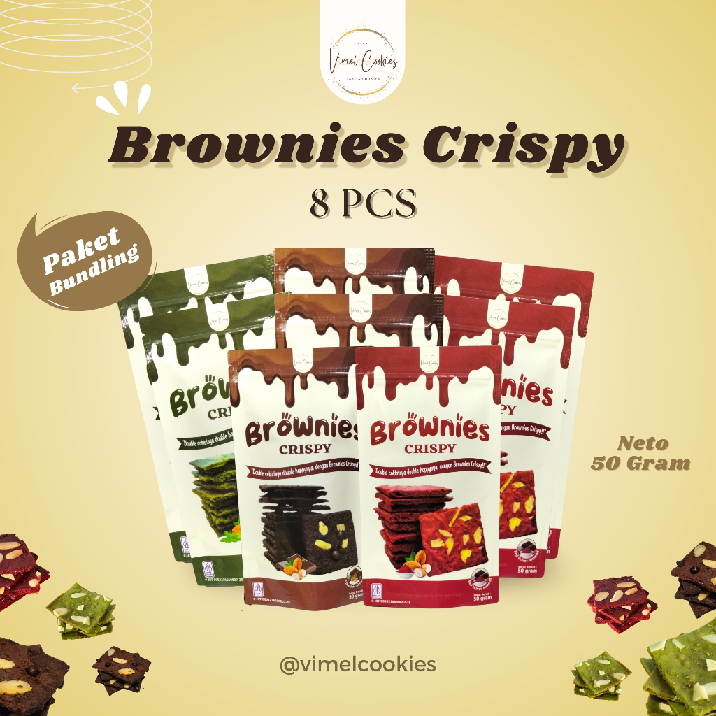 Jual Paket 8 Pcs Brownies Crispy Mix (50gr) | Camilan Cookies Brownies ...