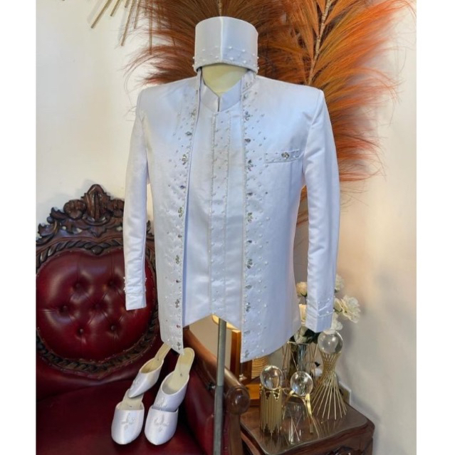 Jual Basofi pengantin | l Beskap pengantin putih | Beskap pengantin ...