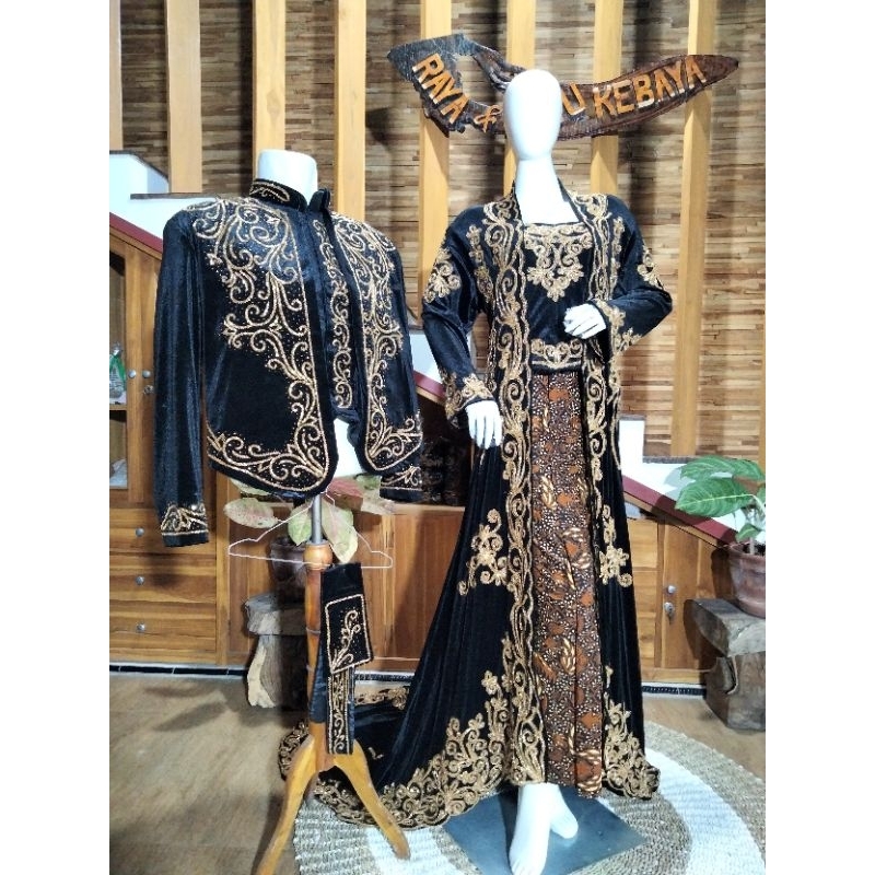 Jual Set Bludru couple. ( Kebaya kutubaru bludru + beskap bludru ...