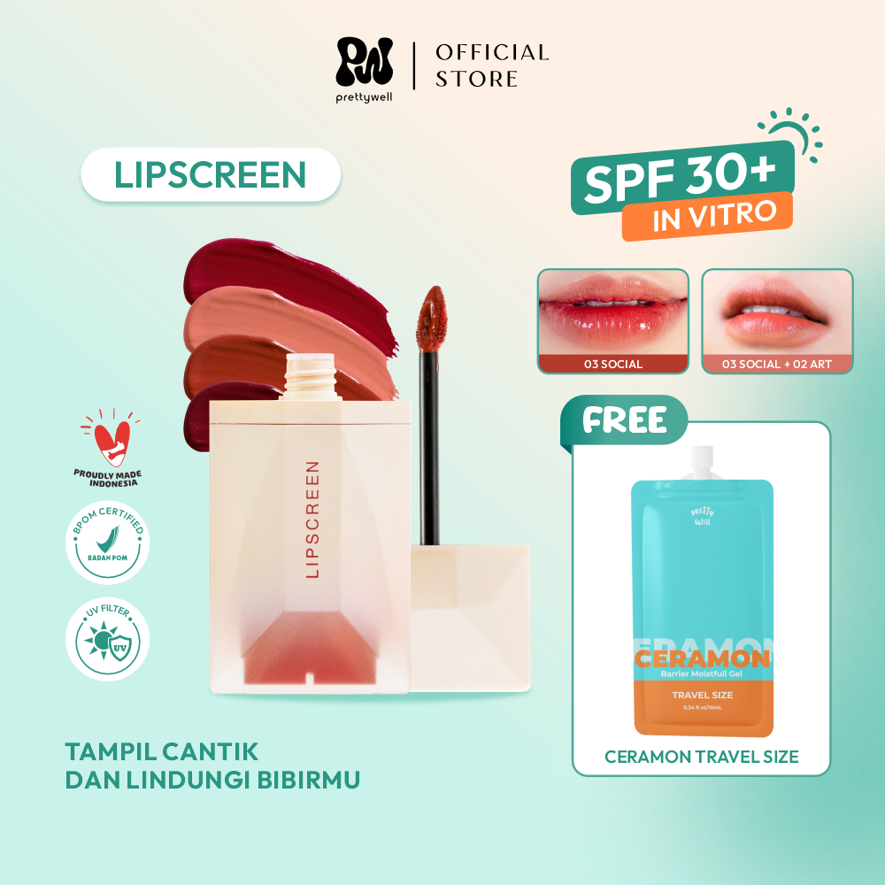 Jual Prettywell Lipscreen SPF 30+ in vitro - WUDHU FRIENDLY & Melembabkan Bibir Lip Treatment UV ...