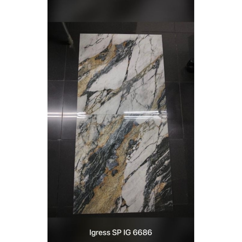 Jual granit 60x60 glosy igress sp Ig 6686 hitam corak emas | Shopee ...