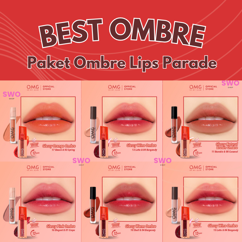 Jual Paket Ombre OMG Lip Cream Glassy Lip Tint Tahan Lama | Shopee ...