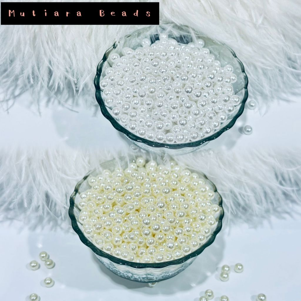 Jual Payet Mutiara Beads 6mm kw1 Jepang, 100 gr, white dan broken white ...