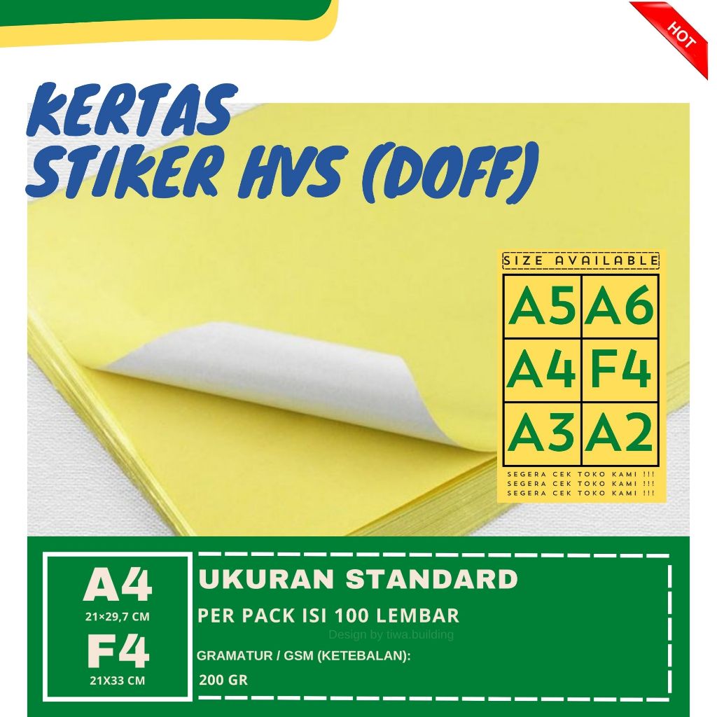 Jual KERTAS STIKER HVS DOFF A4 & F4 PERPACK ISI 100 LEMBAR | Shopee Indonesia
