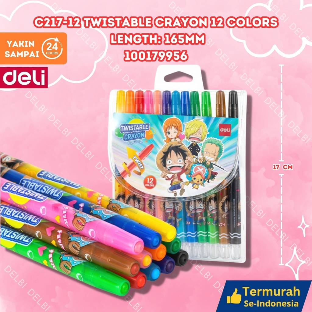 Jual Deli Twistable Crayon One Piece Edittion C217-12 Twistable Crayon ...