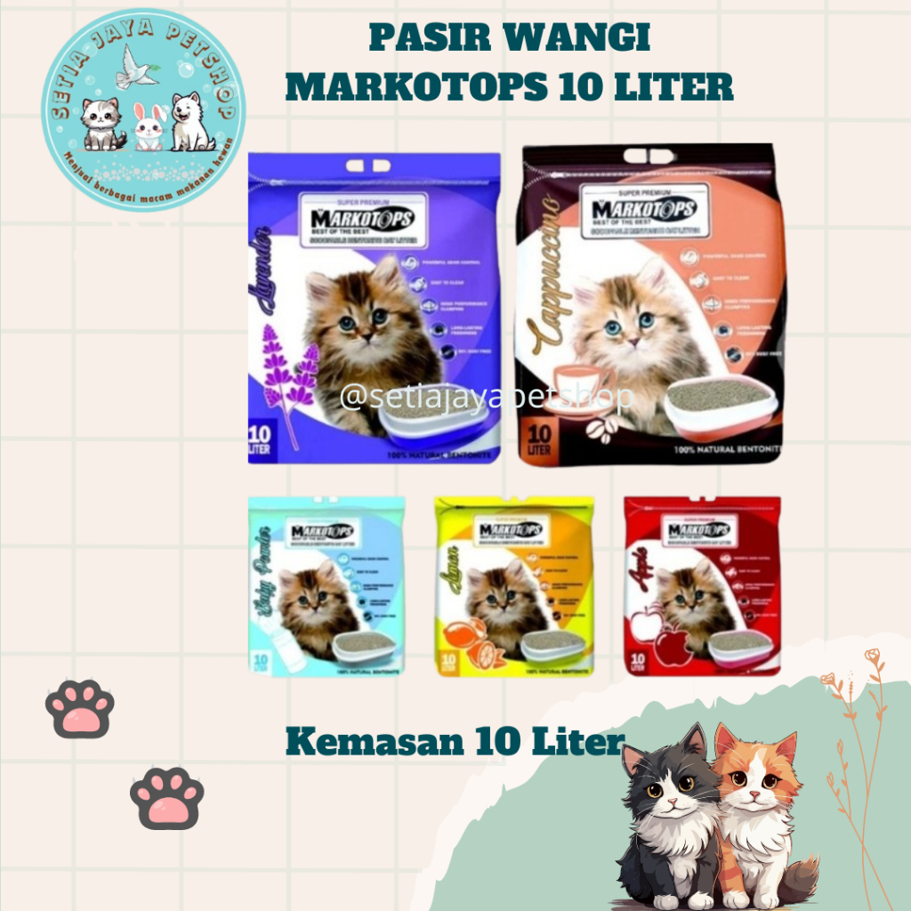 Jual Pasir Kucing - PASIR WANGI MARKOTOPS ALL VARIAN 10L | Shopee Indonesia