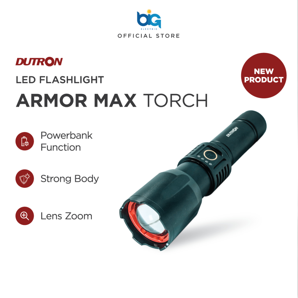 Jual DUTRON Armor Max Senter LED Alumunium 3 Mode Cahaya 30 Watt ...