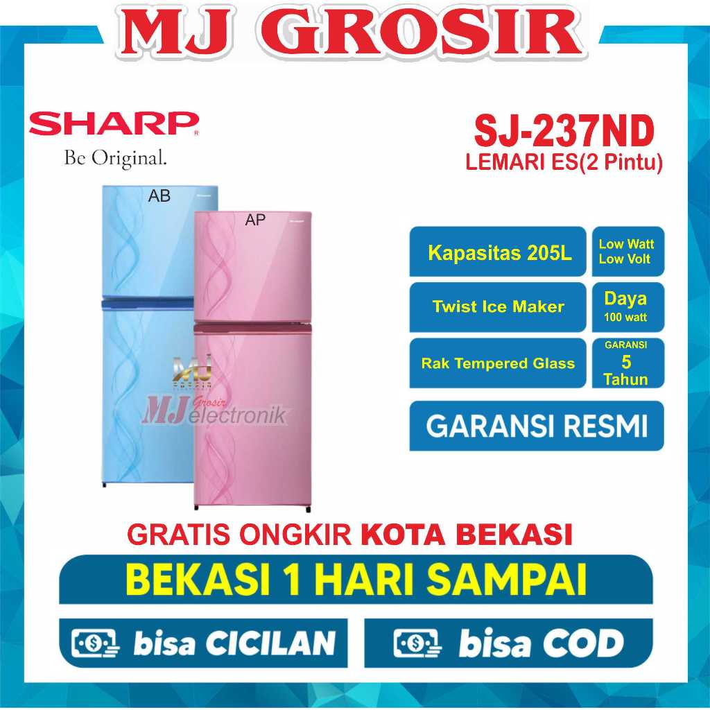 Jual KULKAS SHARP SJ 237 ND LEMARI ES 2 PINTU SJ237ND SJ 237ND | Shopee ...