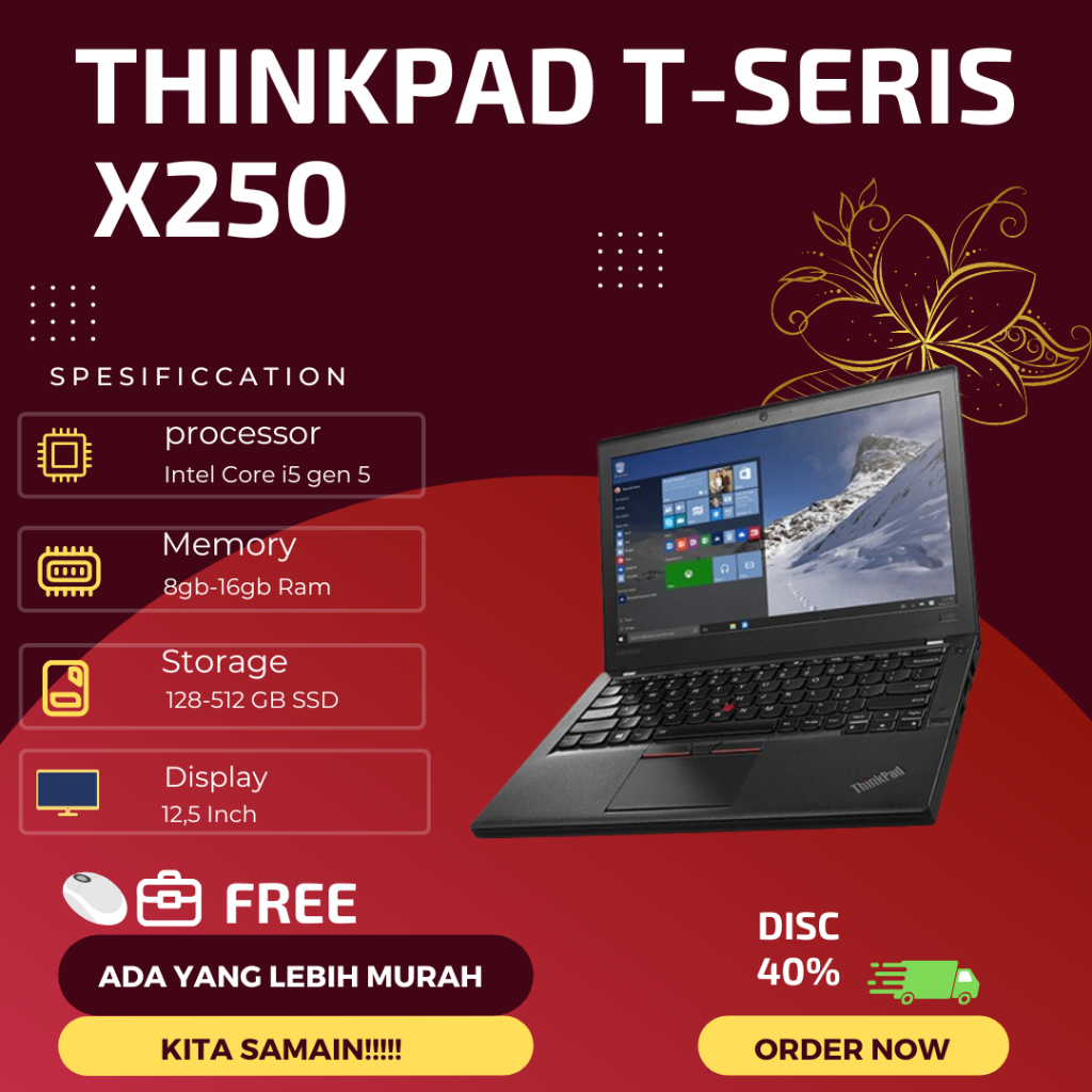Jual Laptop Lenovo Thinkpad X250 Core i5 Gen 5 Ram 8 Ssd 256 MURAH BERGARANSI | Shopee Indonesia