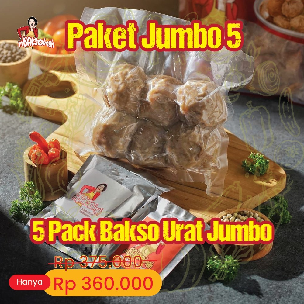 Jual mBAKSOimah Paket Jumbo 5 (5 pack bakso urat jumbo) | Shopee Indonesia