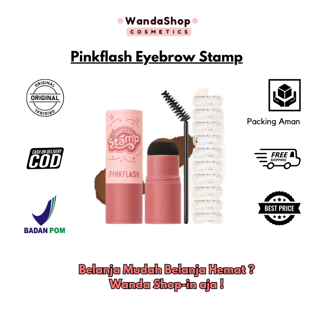 Jual Pinkflash Eyebrow Stamp Waterproof Eyebrow Cushion Stamp with 10 ...