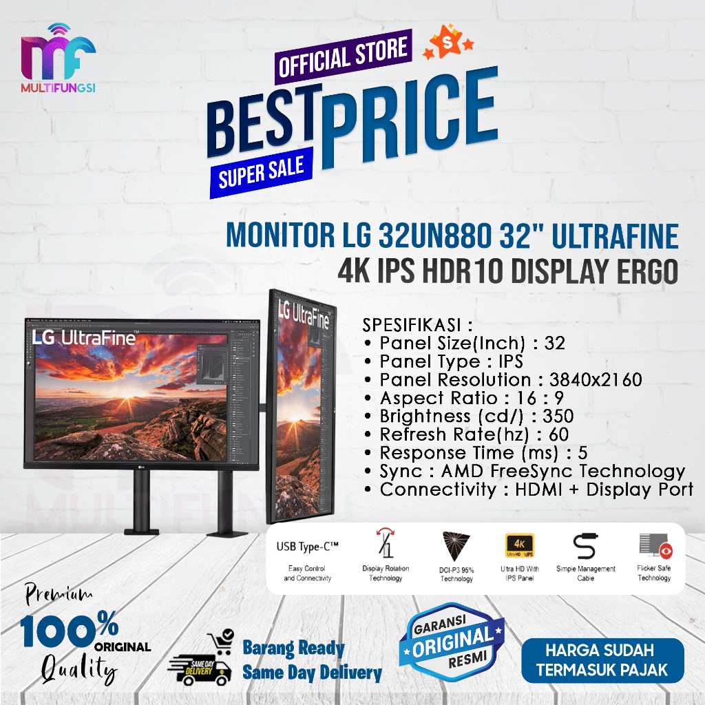 Jual Monitor LG 32" 32UN880 UltraFine 4K IPS HDR10 Display Ergo Garansi ...
