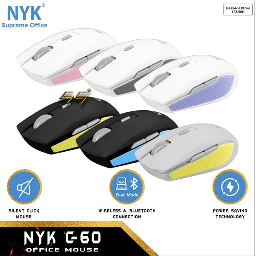 Jual Mouse Bluetooth Wireless Silent Click NYK C60 C-60 Dual Mode ...