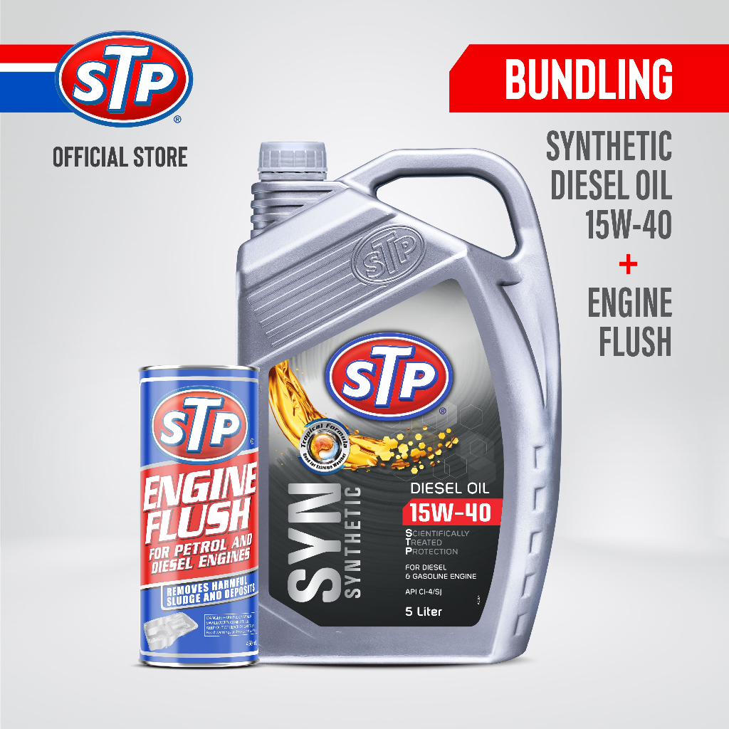 Jual STP - [BUNDLE] Synthetic Diesel Oil 15W-40 5L + Engine Flush Oli ...