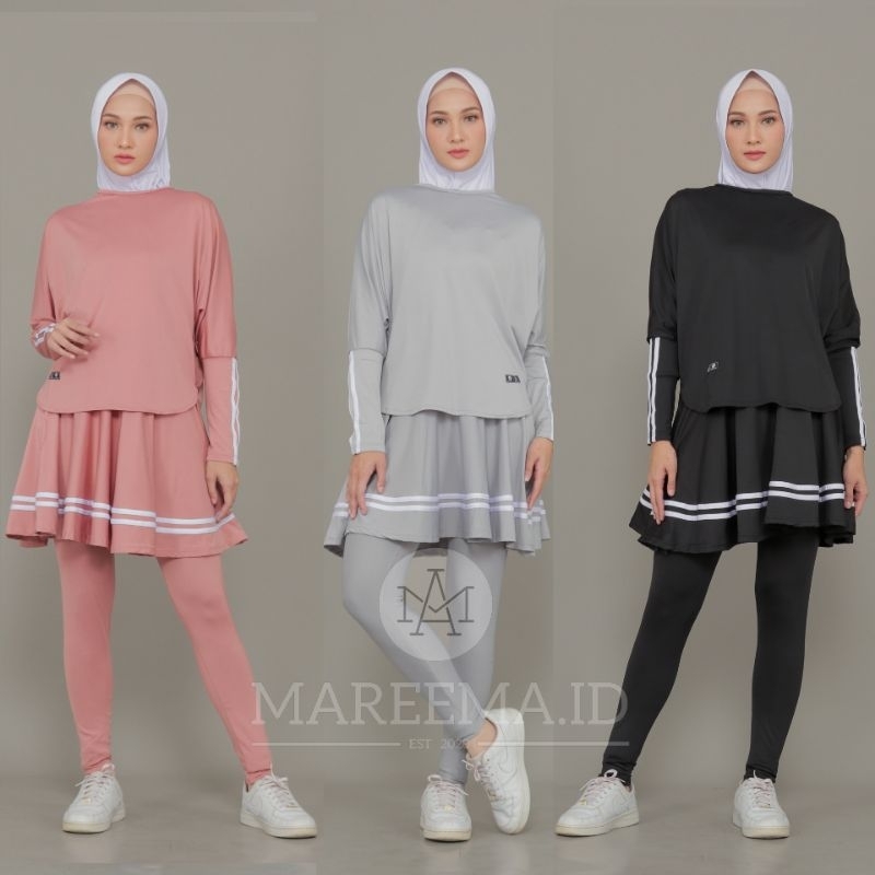 Jual Setelan Baju Olahraga Wanita Muslim Terbaru Leging Rok Skirt Perempuan Sport Badminton ...