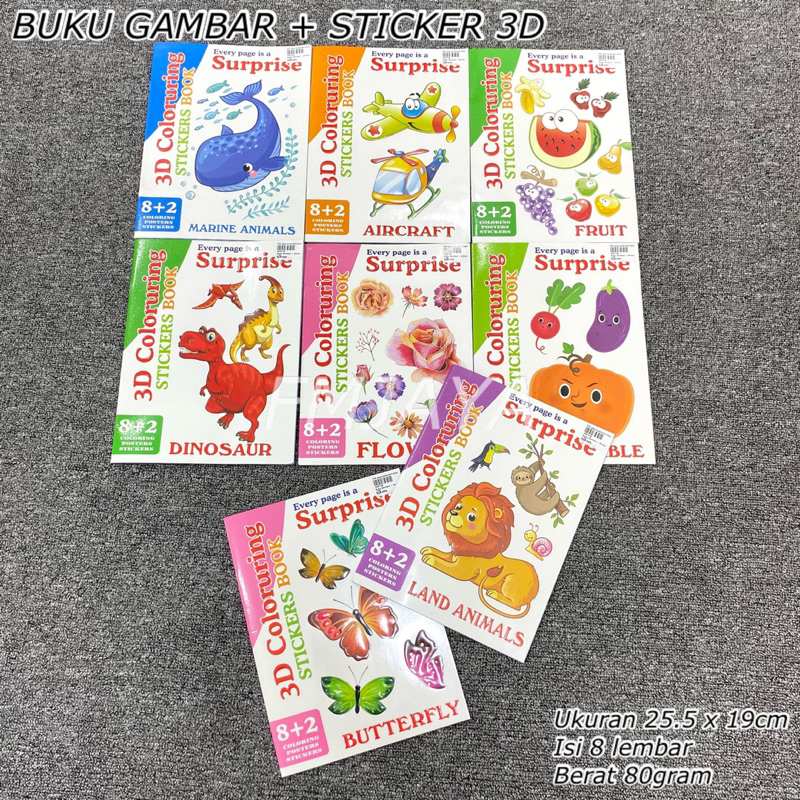 Jual BUKU GAMBAR + STICKER 3D || COLORING POSTER STICKERS || COLORING ...