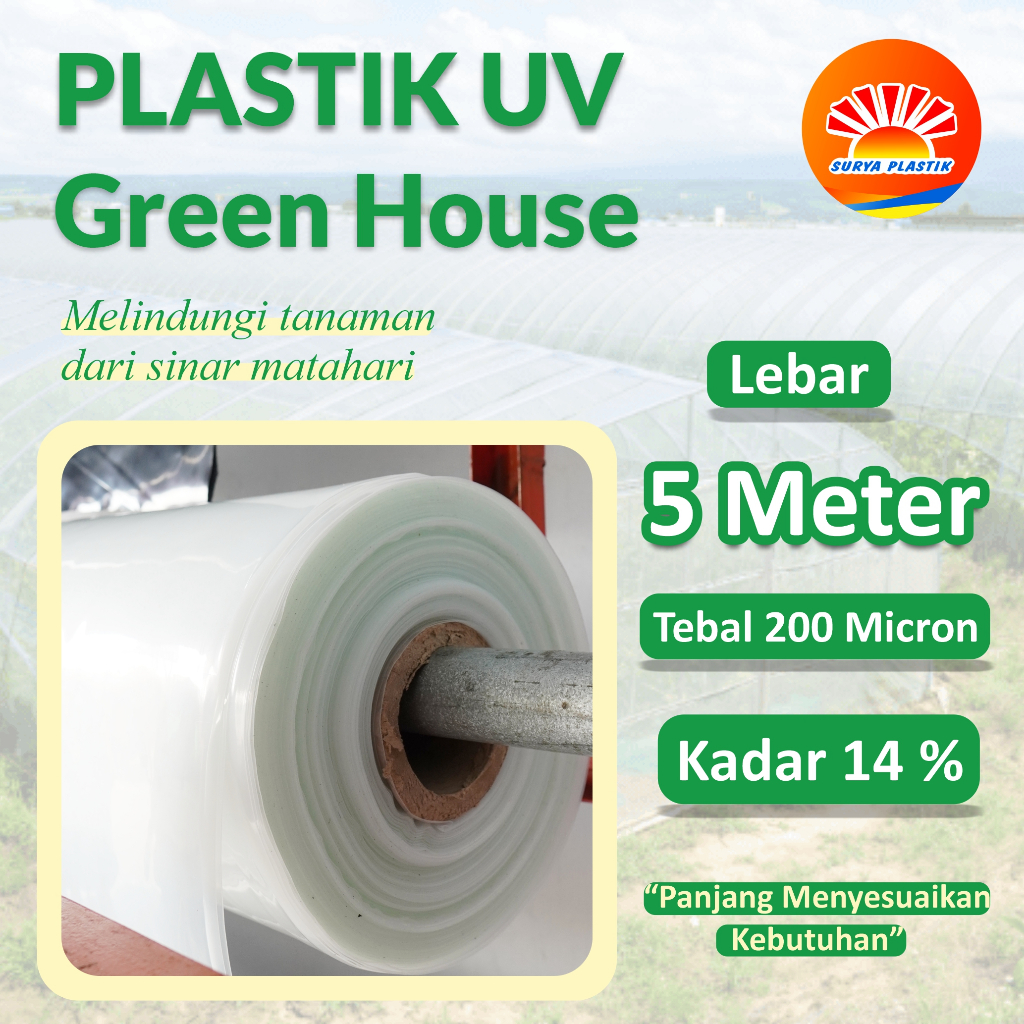 Jual Plastik UV Green house Tebal 200 Micron 14% Lebar 5 Meter | Shopee Indonesia