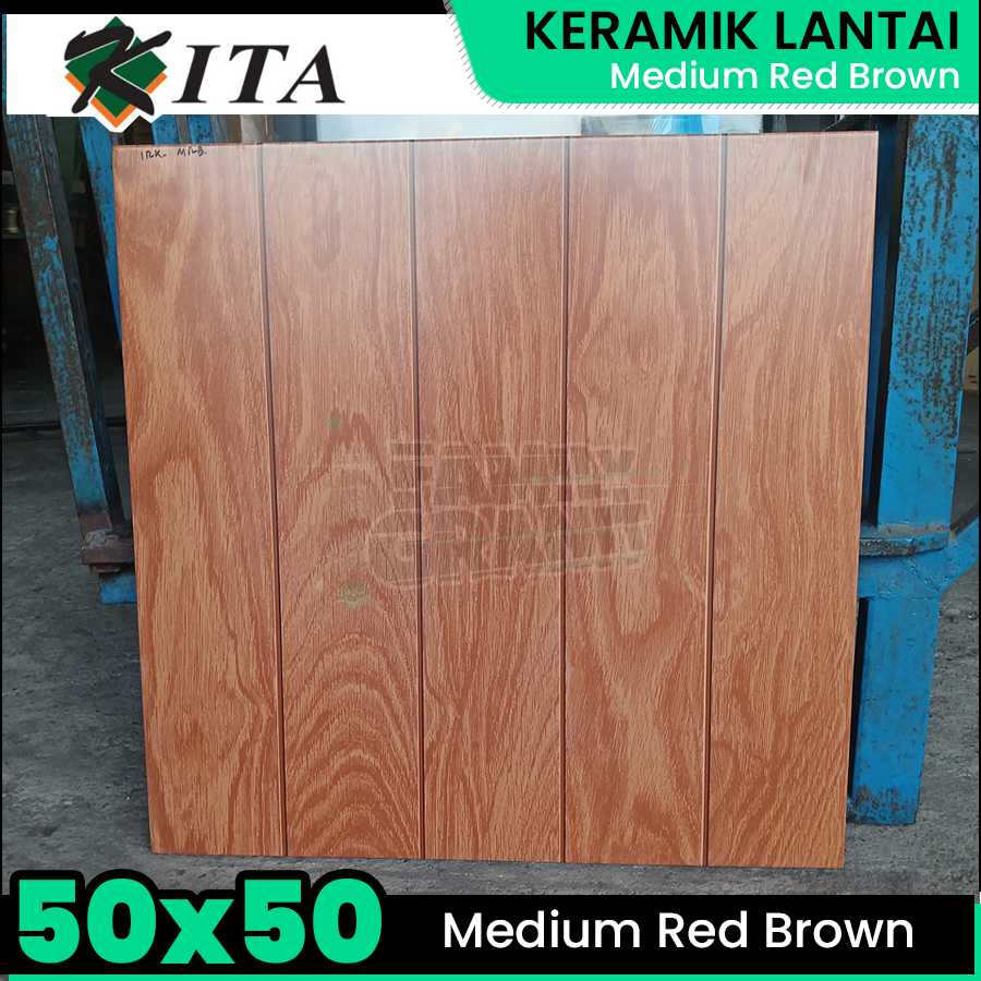 Jual Keramik Lantai 50x50 Motif Kayu KITA Iroko Medium Red Brown Glossy | Shopee Indonesia
