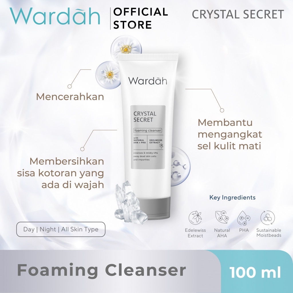 Jual Wardah Crystal Secret Foaming Cleanser with Natural AHA+PHA 100 ml ...